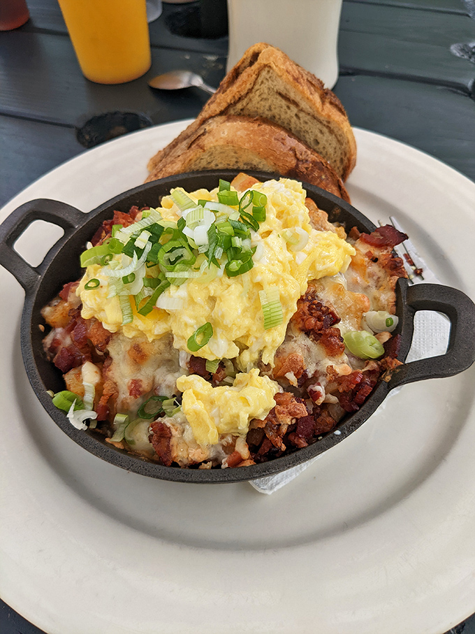 Breakfast skillet perfection&mdash;where potatoes, eggs, bacon, and green onions gather for a morning party that your taste buds are definitely invited to.