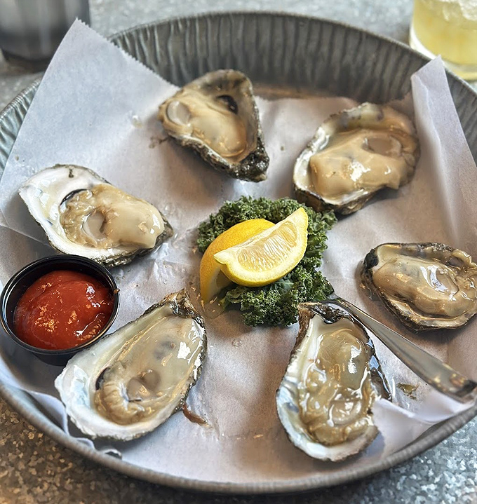 These oysters aren't just served; they're presented with reverence. Glistening in their shells with a splash of cocktail sauce, they're Delaware's briny pearls.