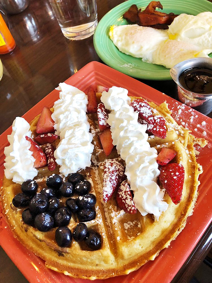 This waffle covered in fresh berries and whipped cream makes you understand why people drive from across the state for Gailey's breakfast magic.
