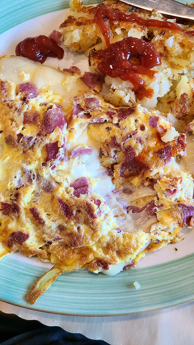 This isn't just an omelet&mdash;it's a masterpiece of melted cheese and savory pastrami that makes breakfast feel like the main event it deserves to be.