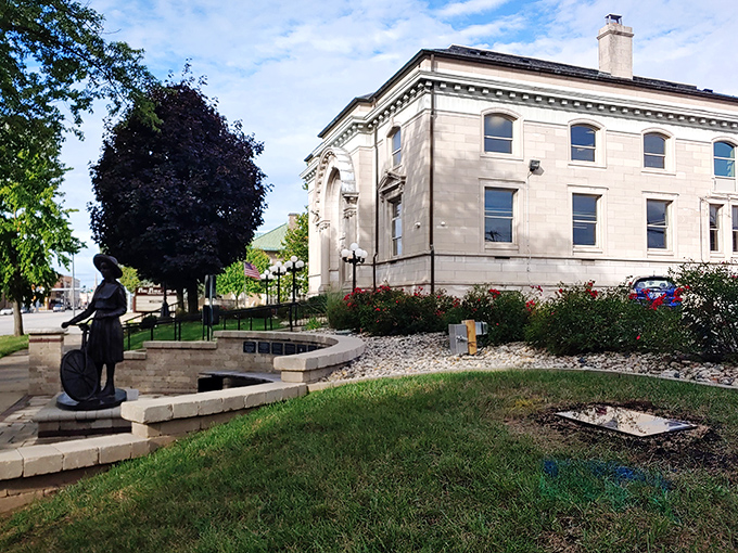 The library's statue garden offers a moment of reflection&mdash;both literally and figuratively&mdash;amid the hustle of small-town life (which isn't very hustly).