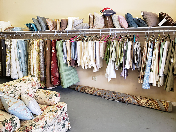 The linens section offers enough fabric options to redecorate seasonally. Those floral patterns are straight out of Grandma's house &ndash; in the best possible way.