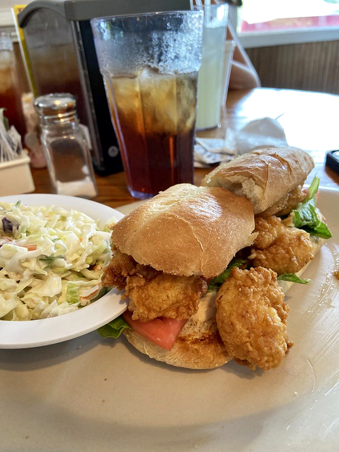 This fried chicken sandwich with homemade slaw isn't just lunch &ndash; it's an afternoon delight that demands to be washed down with sweet tea.