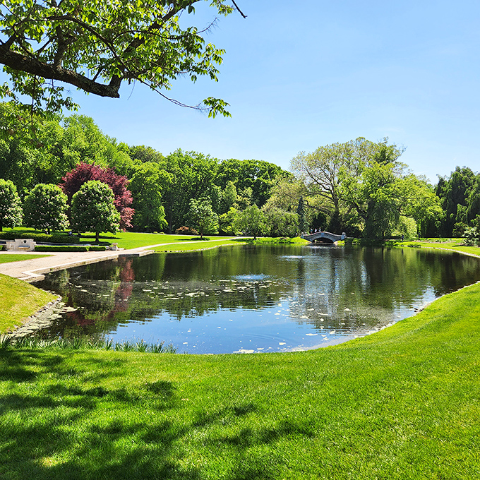 A reflecting pond doing exactly what it promised in the job interview&mdash;making everything around it twice as beautiful.