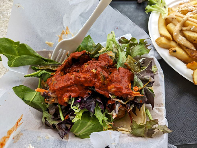 This colorful creation isn't just a taco—it's a vibrant California postcard you can actually eat.