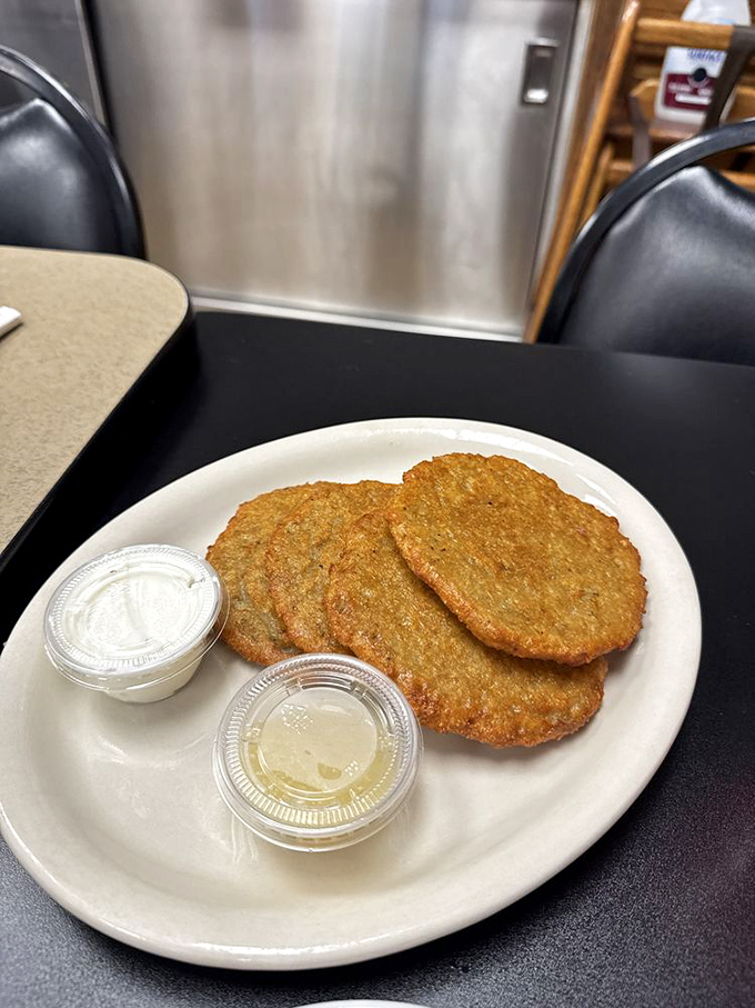 Potato pancakes with a perfect crisp-to-tender ratio that would make your bubbe weep with joy and possibly steal the recipe.