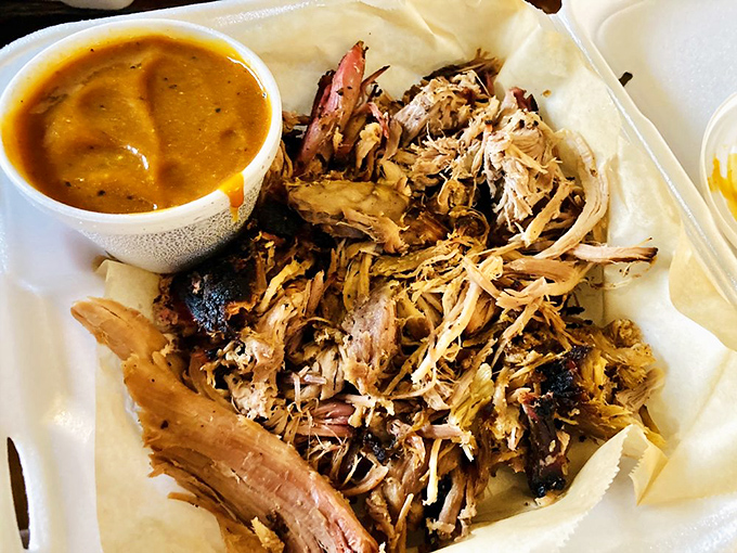 Pulled pork so tender it practically pulled itself. Paired with that Brunswick stew, it's like Georgia history on a plate.