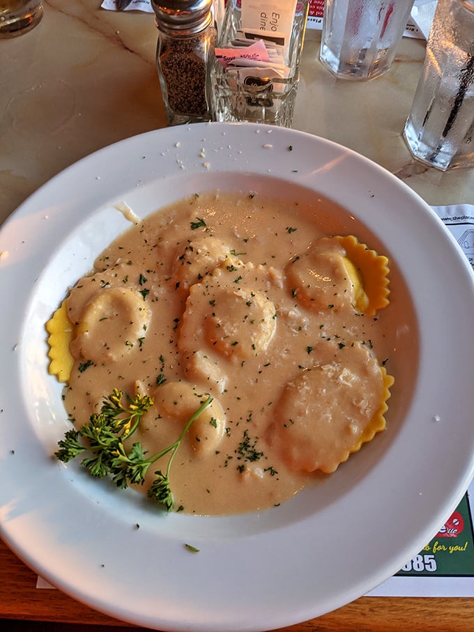 Pillowy ravioli swimming in a silky sauce &ndash; the kind of dish that makes conversation stop and eyes close in momentary bliss.