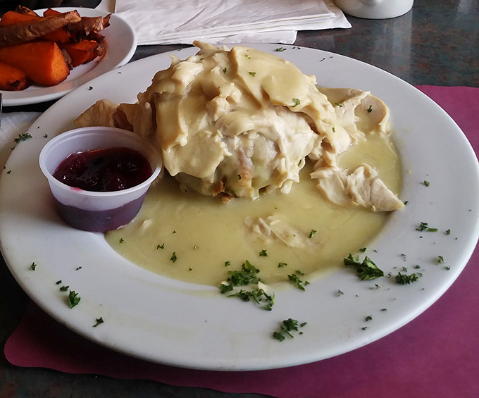 Turkey dinner with all the fixings – proof that Thanksgiving doesn't need to wait for November at this Broomall institution.