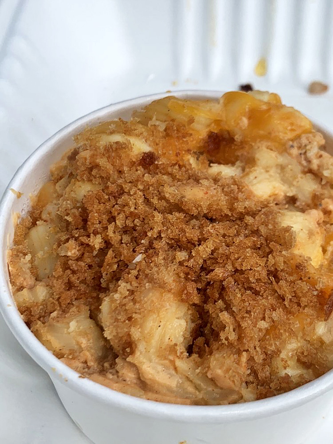 Mac and cheese with a crunchy top like the closing act of a culinary concert&mdash;they could have stopped at creamy, but went for the encore.