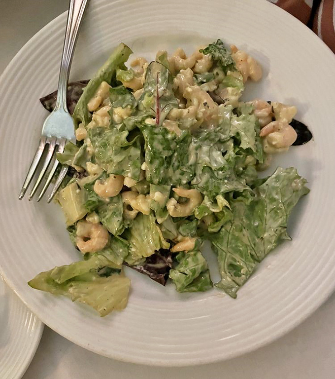 A salad that actually excites &ndash; crisp greens playing host to plump shrimp and a dressing that makes "eating healthy" feel like cheating.