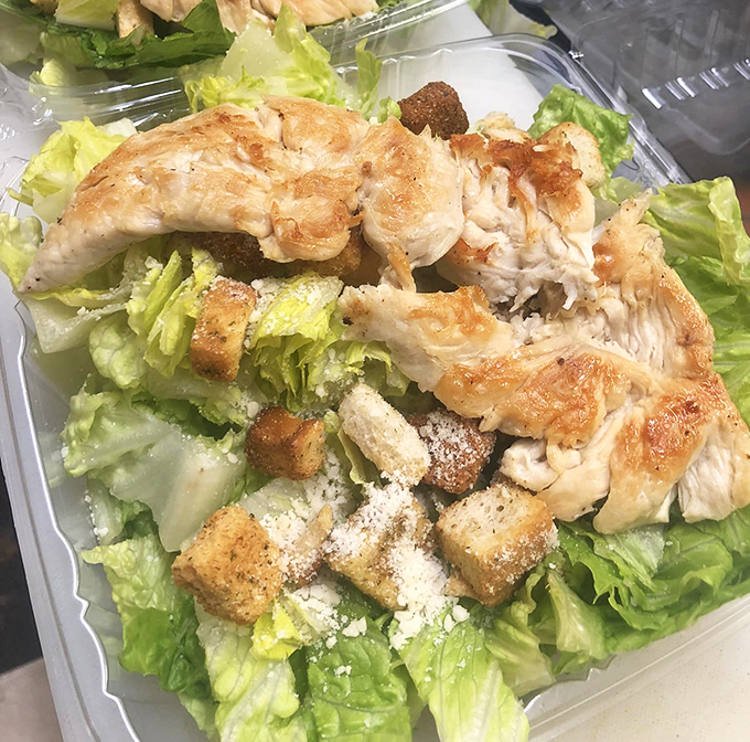 A salad that doesn't feel like punishment. When the chicken's this good, even lettuce gets excited about its job.