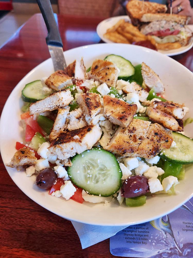 Even their salads look like they graduated from culinary school&mdash;grilled chicken and feta bringing Mediterranean flair to Florida.