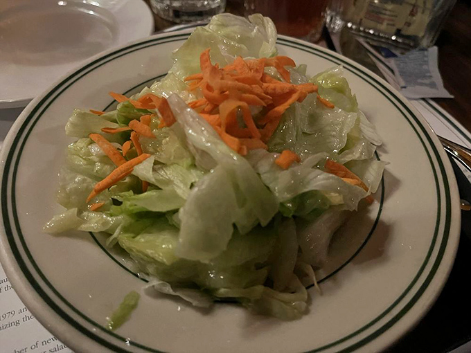 Even the house salad gets the royal treatment. Simple, crisp, and dressed to impress—like the tuxedo of the vegetable world.