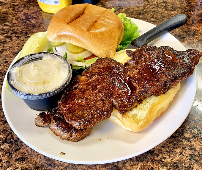 A steak sandwich that means business&mdash;seasoned, seared, and served with the confidence of something that knows exactly how good it is.