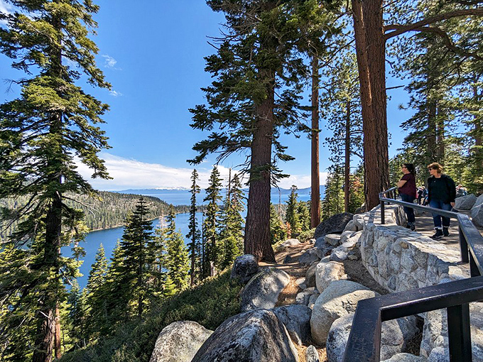 Emerald Bay unfolds below like a liquid jewel. No filter needed&mdash;though you'll be tempted to add one just so people believe it's real.