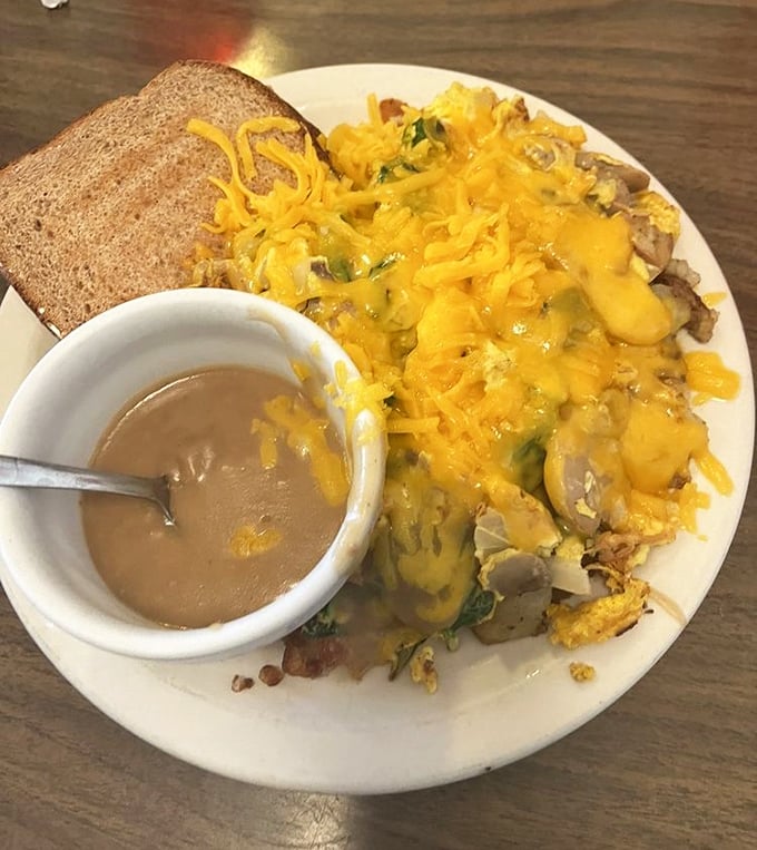 The legendary Scrambler&mdash;a mountain of eggs, potatoes, and cheese that requires both strategy and stamina to conquer.