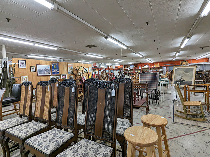 Wander through this collector's paradise where fur coats from another era hang alongside treasures waiting for their second act.