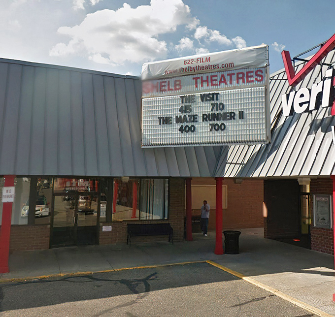 The Shelby Theatres marquee promises entertainment the old-fashioned way&mdash;where the only thing streaming is the popcorn butter.