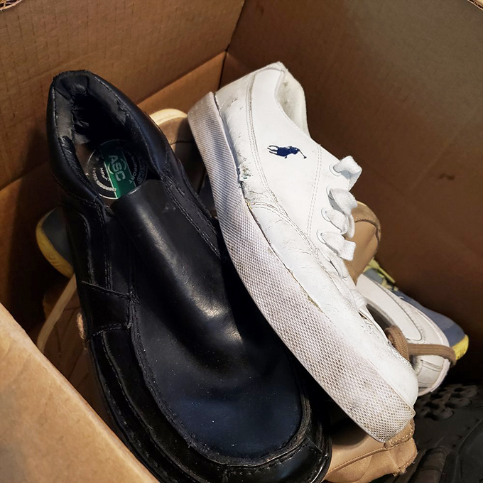 Footwear fate in a cardboard box. That barely-worn Polo sneaker might be someone's perfect fit&mdash;both for their foot and their budget.