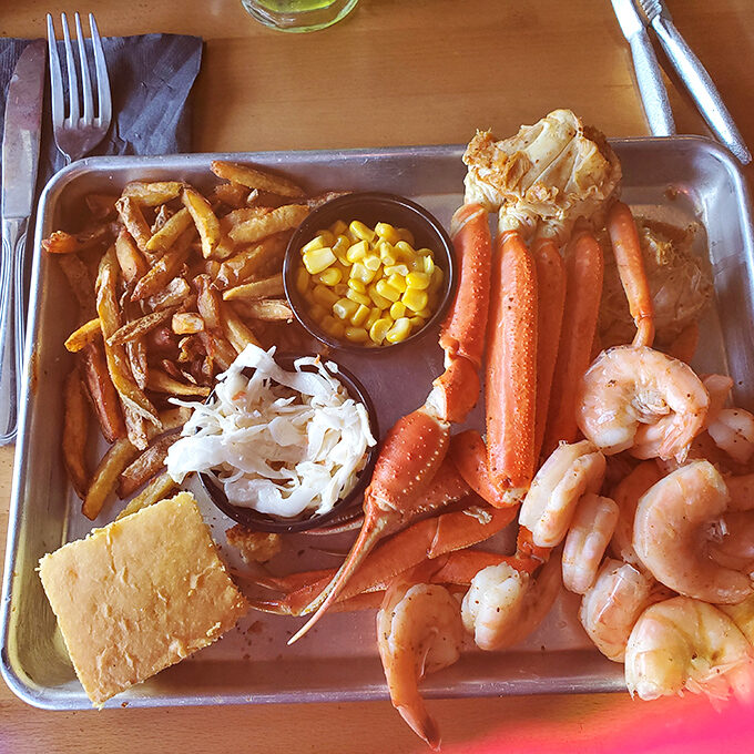 The seafood platter that makes landlocked Pennsylvania feel like a coastal getaway &ndash; sweet crab legs and plump shrimp take center stage.