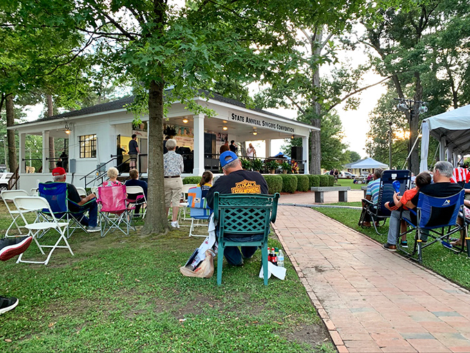 Summer evenings at the Singing Grove are pure magic. Lawn chairs, live music, and the kind of genuine community connection that no social media platform can replicate.