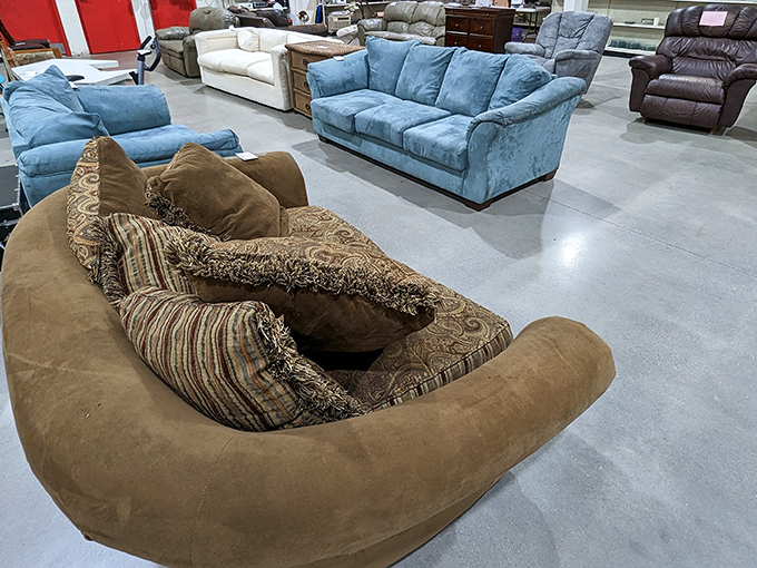 The couch audition area. Test-drive your potential new living room centerpiece while imagining all the naps, movie nights, and conversations it will host.