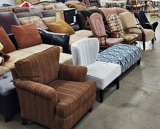 The furniture section&mdash;a comfortable purgatory where sofas and armchairs wait for their second chance at witnessing family movie nights.