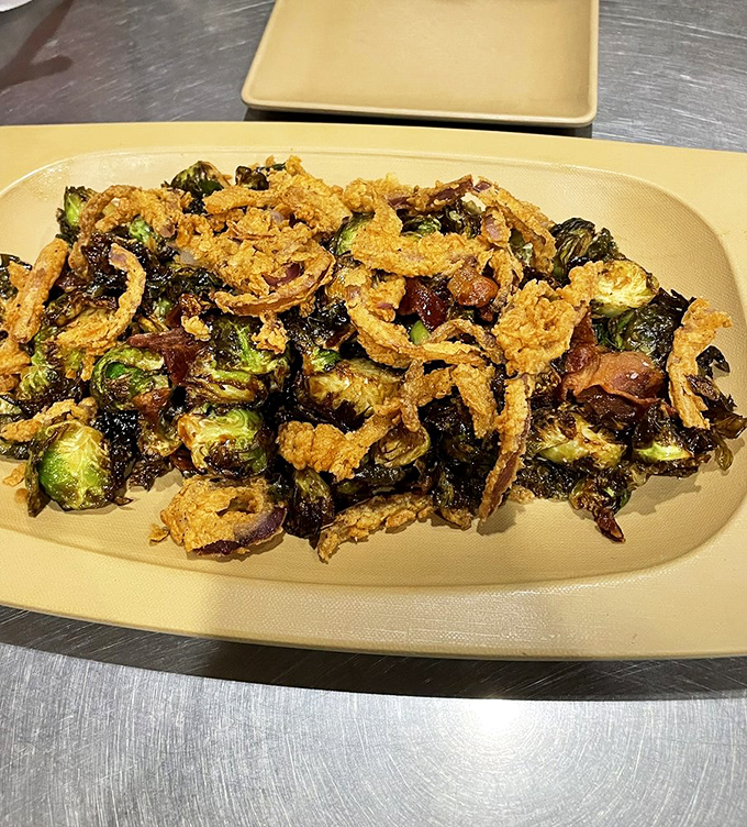 Brussels sprouts that have found their higher calling &ndash; crispy, smoky, and making vegetable skeptics question everything they thought they knew.