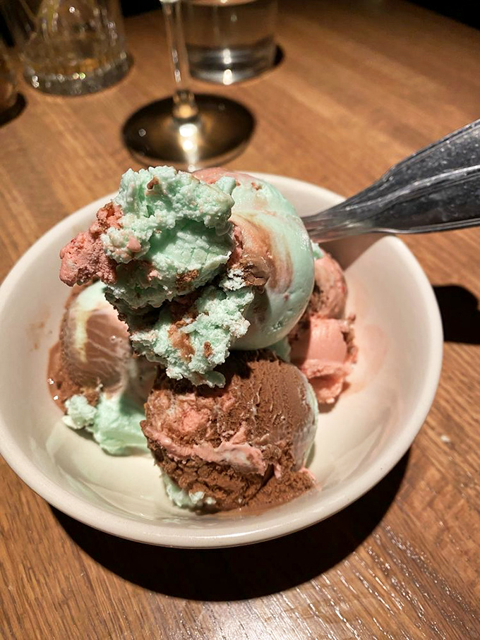 Spumoni ice cream brings three flavors of joy to your spoon, making indecision deliciously irrelevant for once in life.