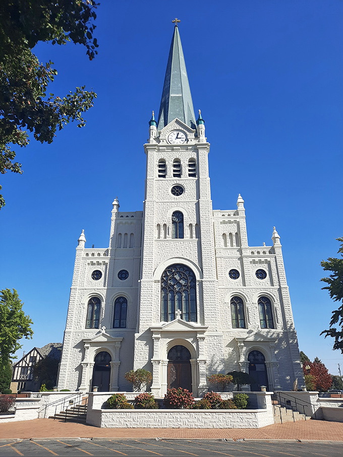 St. John's Catholic Church stands as an architectural masterpiece against the Ohio sky. Its magnificent spire can be spotted from miles around, guiding visitors to downtown.