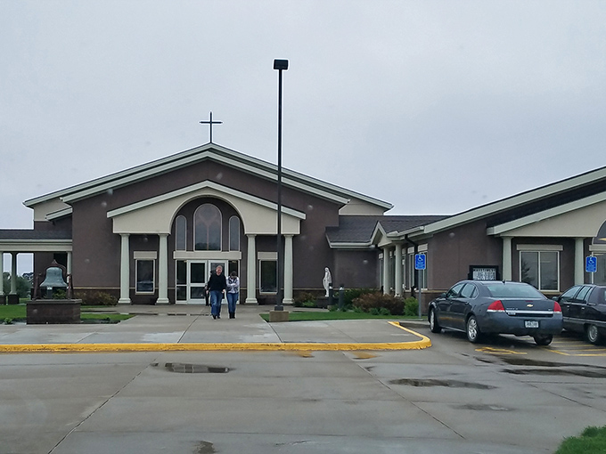 St. Joseph Catholic Church welcomes worshippers with modern amenities while maintaining the spiritual gravity that has anchored Winterset families for generations.