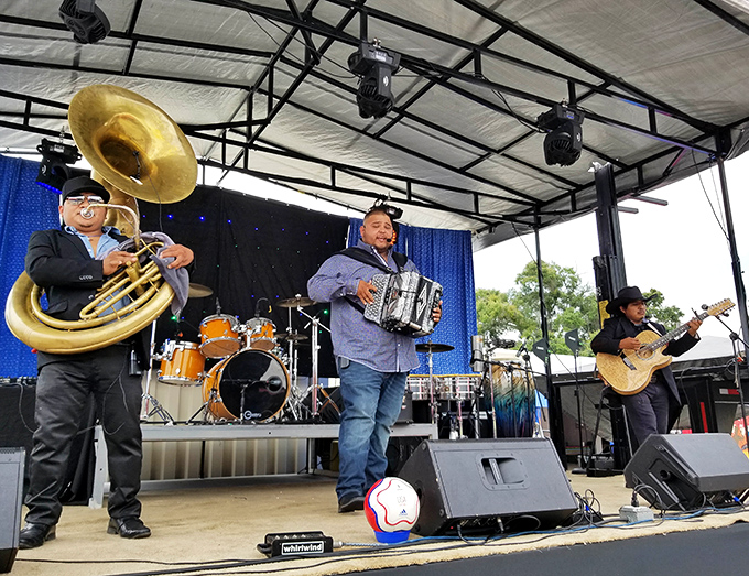 Who needs expensive concert tickets? These talented musicians bring authentic rhythms and joy to shoppers taking a break from treasure hunting.