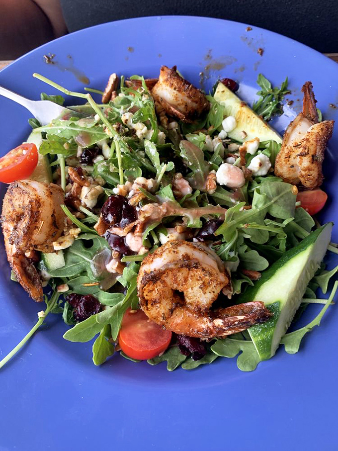 A salad that doesn't feel like punishment&mdash;fresh greens playing host to perfectly seasoned shrimp in a brilliant Florida sunshine performance.