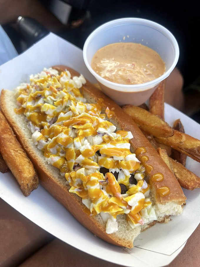 Even vegans get the royal treatment with this Sweet BBQ dog. The vibrant toppings create a flavor symphony that might convert even dedicated carnivores.