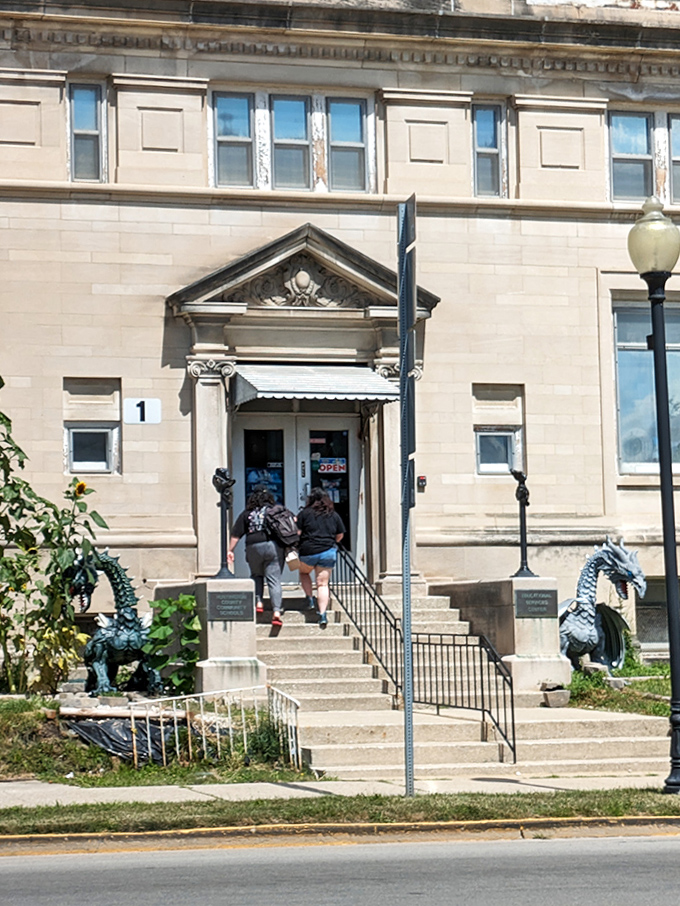 Even Huntington's public buildings come with architectural flourishes that say, "We may be practical, but we still appreciate a good pediment."