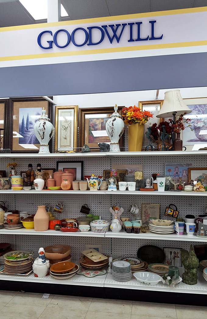 Ceramic storytellers: each plate and vase whispering tales of dinner parties and centerpieces from decades past.