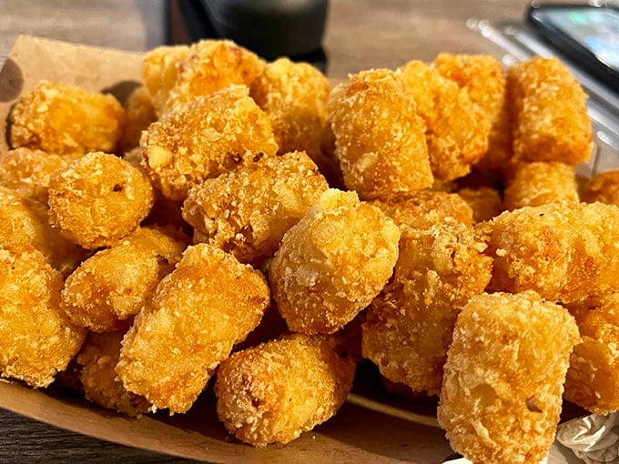 Golden-brown tater tots that crunch like childhood memories&mdash;crispy outside, fluffy inside, and impossible to stop eating once you start.