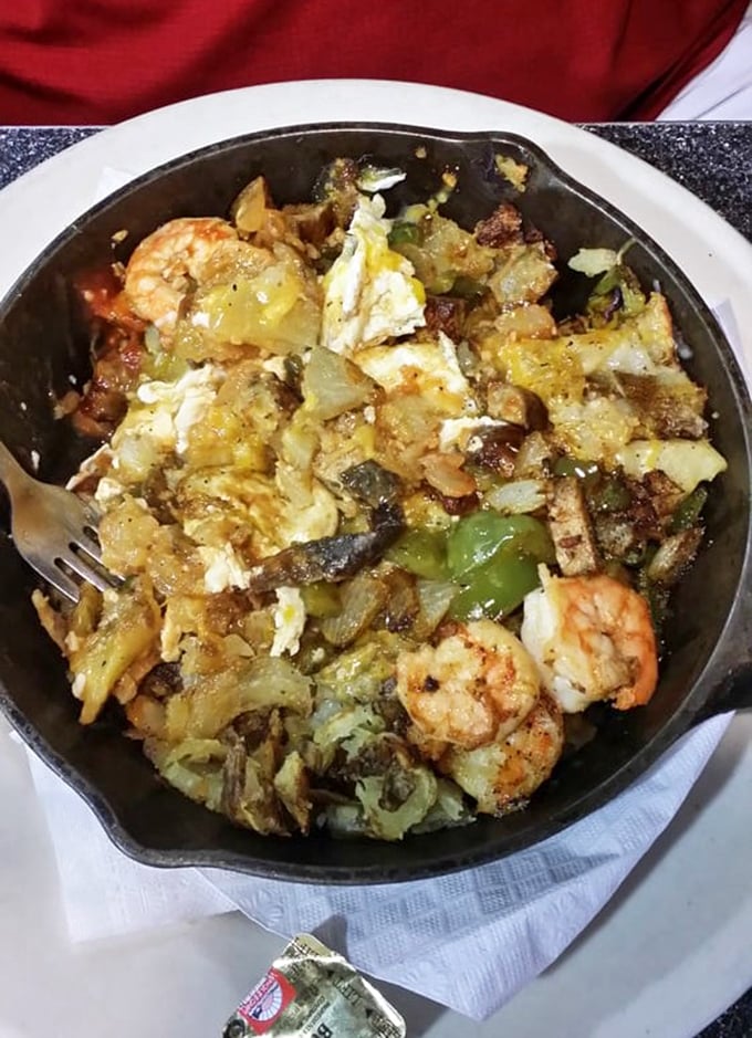 The famous Skillet Heap isn't just breakfast &ndash; it's an edible archaeological dig where each forkful reveals new treasures of potatoes, eggs, and savory surprises.