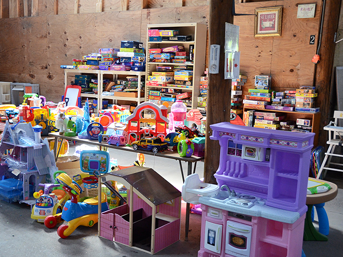 Childhood nostalgia in plastic form. That purple play kitchen has served more imaginary meals than most celebrity chefs.