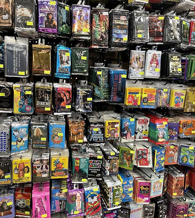 Trading card heaven, where grown adults debate the merits of holographic finishes with the seriousness of international peace talks.