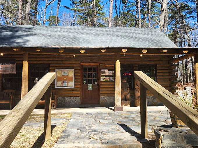 The Trading Post - civilization's outpost in the wilderness, offering that coffee you're desperately craving after sleeping on tree roots.