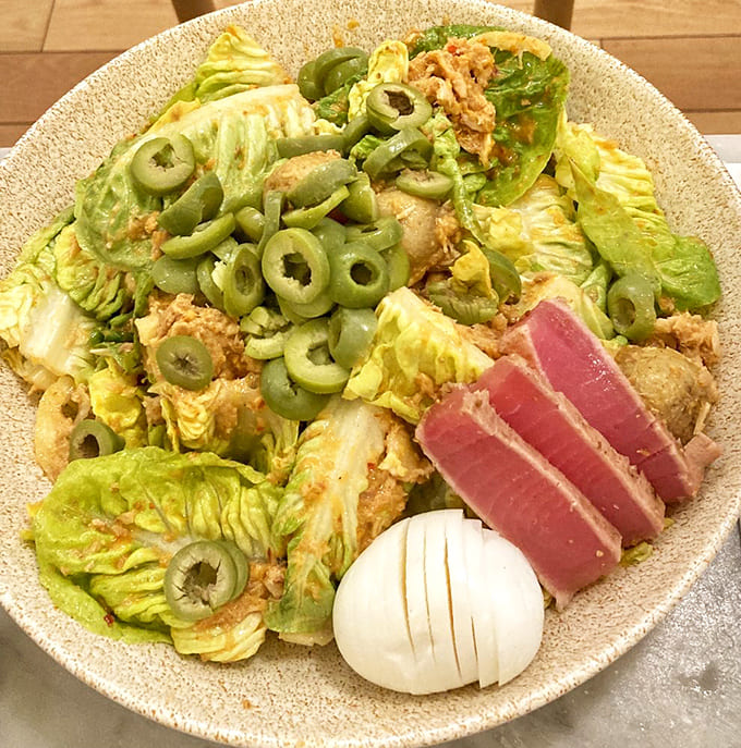 This Tunisian tuna salad elevates lunch to an art form, with perfectly seared fish playing against crisp greens and that gorgeous jammy egg.