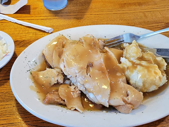 Turkey, gravy, and mashed potatoes &ndash; Thanksgiving's greatest hits album served on a plate any day of the year you need comfort.