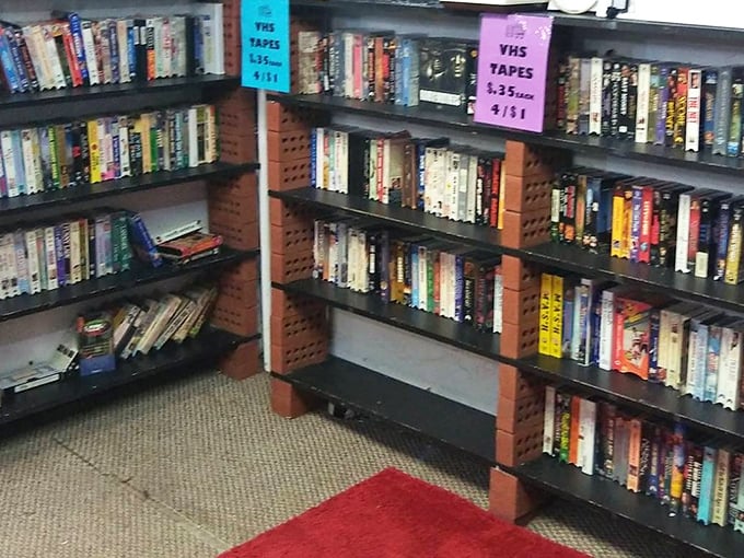 Remember when Friday nights meant hitting Blockbuster? This VHS collection preserves those glory days in glorious magnetic tape format.