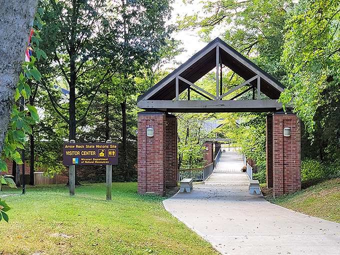 The visitor center entrance beckons like a portal to the past&mdash;less intimidating than a time machine, more informative than a history book.
