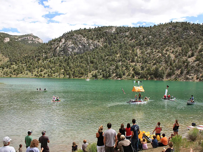 Cave Lake's water events draw crowds to shores that could double as Mediterranean coastlines. Nevada's best-kept aquatic secret on full display.