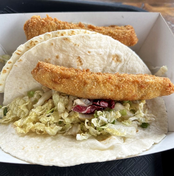 Fish tacos done right&mdash;crispy walleye nestled on fresh lettuce in a warm tortilla. Proof that Lake Erie knows a thing or two about Mexican-inspired cuisine.