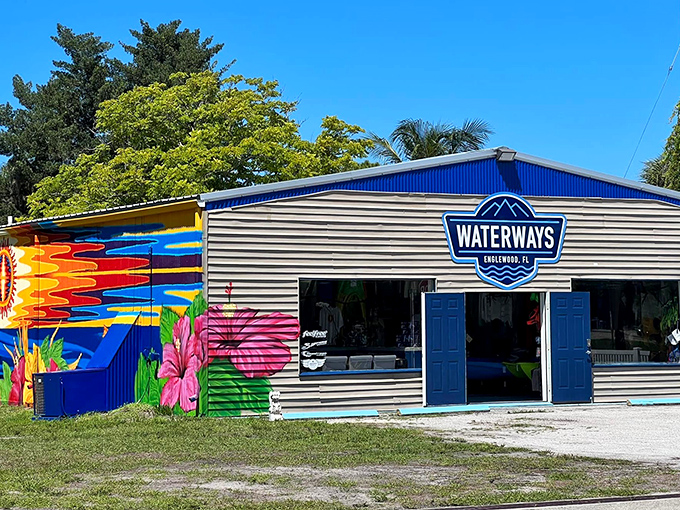 Waterways' vibrant mural exterior is like a Jimmy Buffett song come to life&mdash;colorful, coastal, and unapologetically laid-back.
