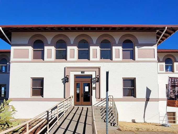 This elegant building with its row of arched windows invites visitors to step inside and discover the stories behind Silver City's fascinating past.
